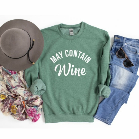 Gildan | Sweaters | May Contain Wine Unisex Sweatshirt | Poshmark